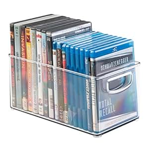 mDesign DVD Storage Container - DVD Holder with Grip - Plastic - DVD ...