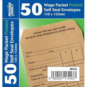Wage Packet Printed self Seal envelopes 110 x 112mm- Keep Wages Safe ...