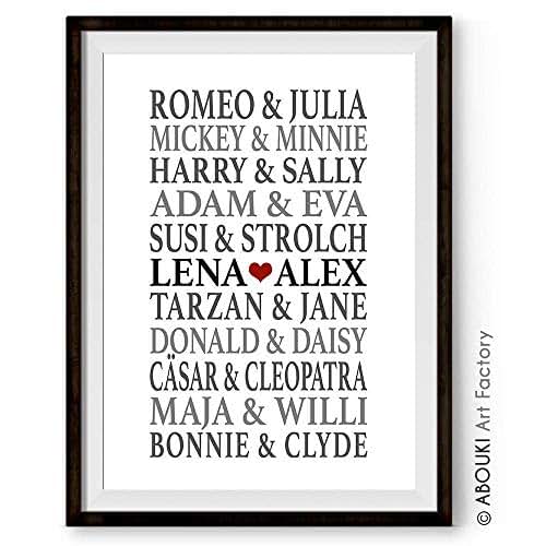 ABOUKI Traumpaar Kunstdruck BERÜHMTE PAARE - personalisiertes Bild mit ...
