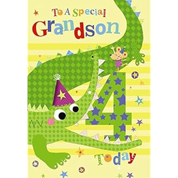 Happy 4th Birthday Grandson Card: Amazon.co.uk: Kitchen & Home