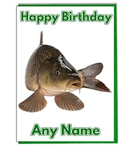 Fishing/Carp Fish Personalised Birthday Card - ADD A NAME AND AGE ...