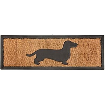 Rubber & Coir Narrow Doormat with Daschund Decoration. 75 x 25cm ...