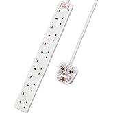 6 Way Extension Lead with Individual Switches, Toomke 6 Gang Plug ...