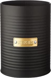 Typhoon Living Otto Utensil Storage Pot, 15 x 11 cm, Matte Black/Gold ...