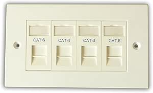 Cat 6 4 Way Quad Data Network Outlet Kit, Faceplate: Amazon.co.uk ...