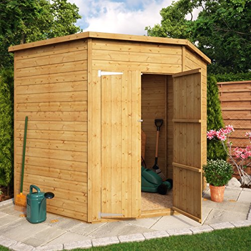 7x7 Project Timber Windowless Wooden Garden Corner Shed with Double ...