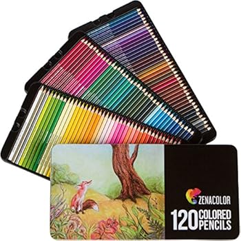 Zenacolor - 120 Matite Colorate (Numerato) con Scatola in Metallo - 120 ...