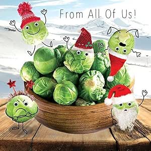 Christmas Card Funny Brussel Sprouts Hats Goggly 3D Moving Eyes: Amazon ...