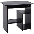 HOMCOM Compact Small Computer Table Wooden Desk Keyboard Tray Storage ...