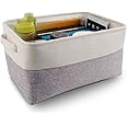 Mangata Canvas Storage Box 3 Pack, Fabric Storage Basket with Handles ...