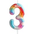 3rd Birthday Candles Number 3 Pink Rainbow Birthday Party Cloud Rainbow ...