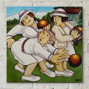 Bowlers by Beryl Cook 8x8 Decorative Ceramic Picture Tile Gift Plaque ...
