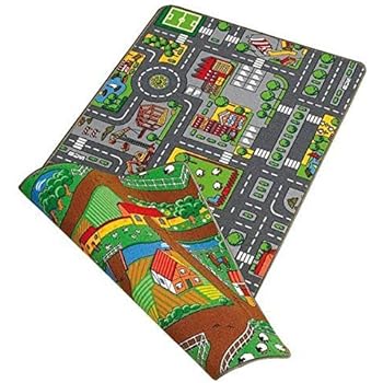 Reversible Childrens / Kids Farm / Car Road Rugs / Play Mat / 80x120cm ...