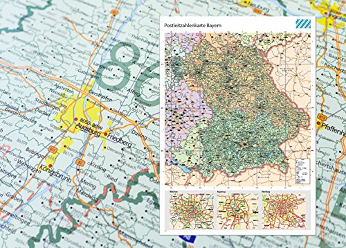 Postleitzahlenkarte Bayern XL,1:400.000, gerollt, folienbeschichtet ...