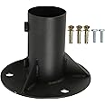 BFYDOAA Base Flange for Round Post, Black Steel Pole Sockets Flange Rod ...