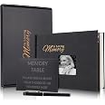 Funeral Memory Book, Leather Hardcover Funeral Guest Book with Gold ...
