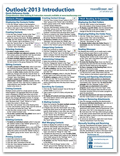 Amazon.fr - Microsoft Outlook 2013 Introduction Quick Reference Training Guide (Cheat Sheet of ...