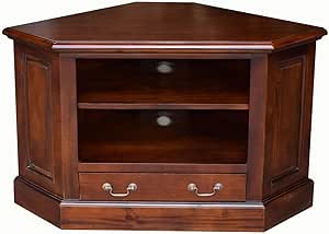 Solid Mahogany Wood - Corner TV unit with Single Drawer: Amazon.co.uk ...