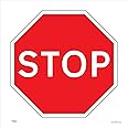 TR063 Traffic Sign STOP Signs 150mm x 150mm .STICKER/SAV - WHITE ...