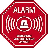 Hinterglasaufkleber Warnung „ALARM DIESES OBJEKT WIRD ELEKTRONISCH GESICHERT“ Hinweis Schild ...