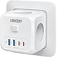 LENCENT Murale Prise Multiple Secteur USB Multiprise Murale, 7 en 1 Multiprise Cube Chargeur USB ...
