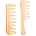 Gjinxi 2PCS Bamboo Wide Tooth Comb, Natural Bamboo Comb Set, Small Hair ...
