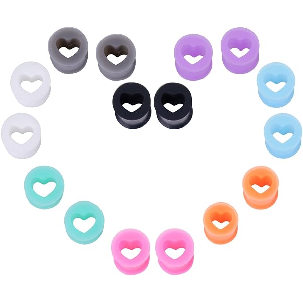 12mm Ear Tunnels 5/8 Silicone Gauges 16-Pair Silicone Ear Gauges Set ...