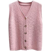 VBHJK Knitted Vest,Womens V Neck Gilets Knitted Vest Pure Color Thin ...