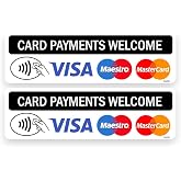 5 Pack - 12cm X 10cm Card PAYMENTS Welcome CONTACTLESS Self Adhesive ...
