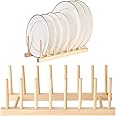 2 Packs Plate Racks Stand Pot Lid Holder Bamboo Wooden Dish Racks ...