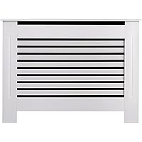FATIVO High Radiator Cover Wood Cabinet: 92cm Height White Extra Large ...