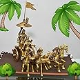 Buy Brass Lord Krishna and Arjun Rath Statue Showpiece | Horses ...