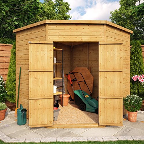 7x7 Project Timber Windowless Wooden Garden Corner Shed with Double ...