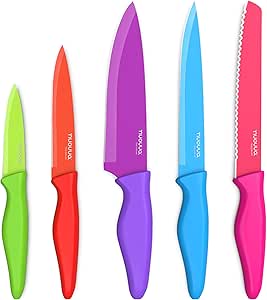 nuovva Kitchen Knife Set with Colour Coding 5 Piece Coloured Knives Set ...