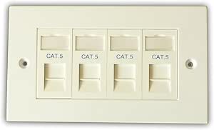 Cat 5 4 Way Quad Data Network Outlet Kit, Faceplate, Module Lan Data ...