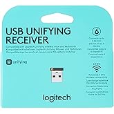 Logitech USB Unifying Receiver, 2.4 GHz Wireless Technology, USB Plug ...