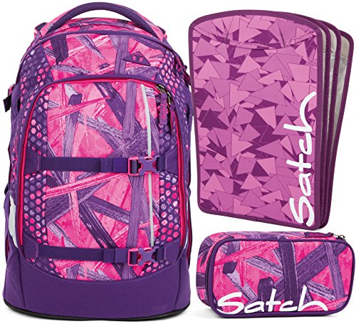 satch pack Candy Lazer 3er Set Rucksack, Schlamperbox & Heftebox Lila ...