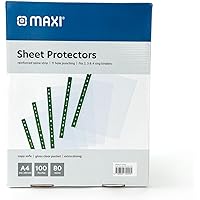 MARKQ A4 Transparent file, 100 Pcs Clear Plastic Folder Punched Pockets for Filing Paper ...