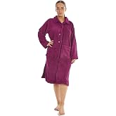 Ladies Pure Cotton Button Through Towelling Dressing Gown by Tom Franks ...