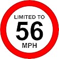 Limited To 56 MPH Vehicle Speed Limit Sign - Self adhesive sticker ...