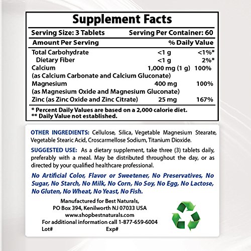 #1 CAL MAG ZINC by Best Naturals - Essential Mineral Complex ...