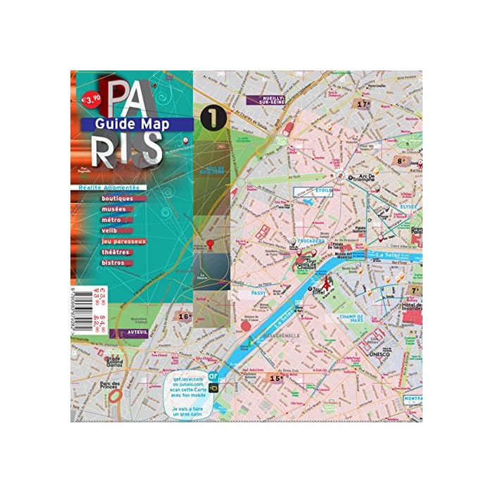 Buy Paris Map Carte - Rues, Bistrot, Musées, Monuments, Map of Paris ...