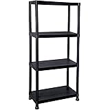 Oypla 3 Tier Black Plastic Heavy Duty Shelving Racking Storage Unit ...