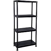 Oypla 3 Tier Black Plastic Heavy Duty Shelving Racking Storage Unit ...