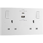 BG Electrical Double Switched Power Wall Plug Socket with Fast Charge ...