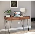 DecorNation INES Solid Wood Computer/Laptop Table with 2 Drawer Storage ...