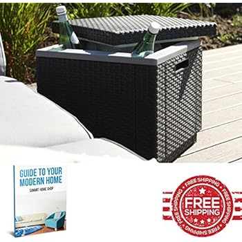 Keter 67 x 67 x 43.5 cm Circa Rattan Round Outdoor Storage Box ...