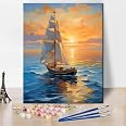 Sailing Ship Adult Paint by Numbers Sunset at Sea Paint by Numbers Kit ...