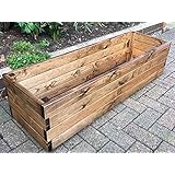 Wooden Rectangular High Garden Trough Planter (Large L 120cm x W 32cm x ...