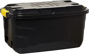 Strata Heavy Duty 75 Litre Storage Container Box with Wheels, Black ...